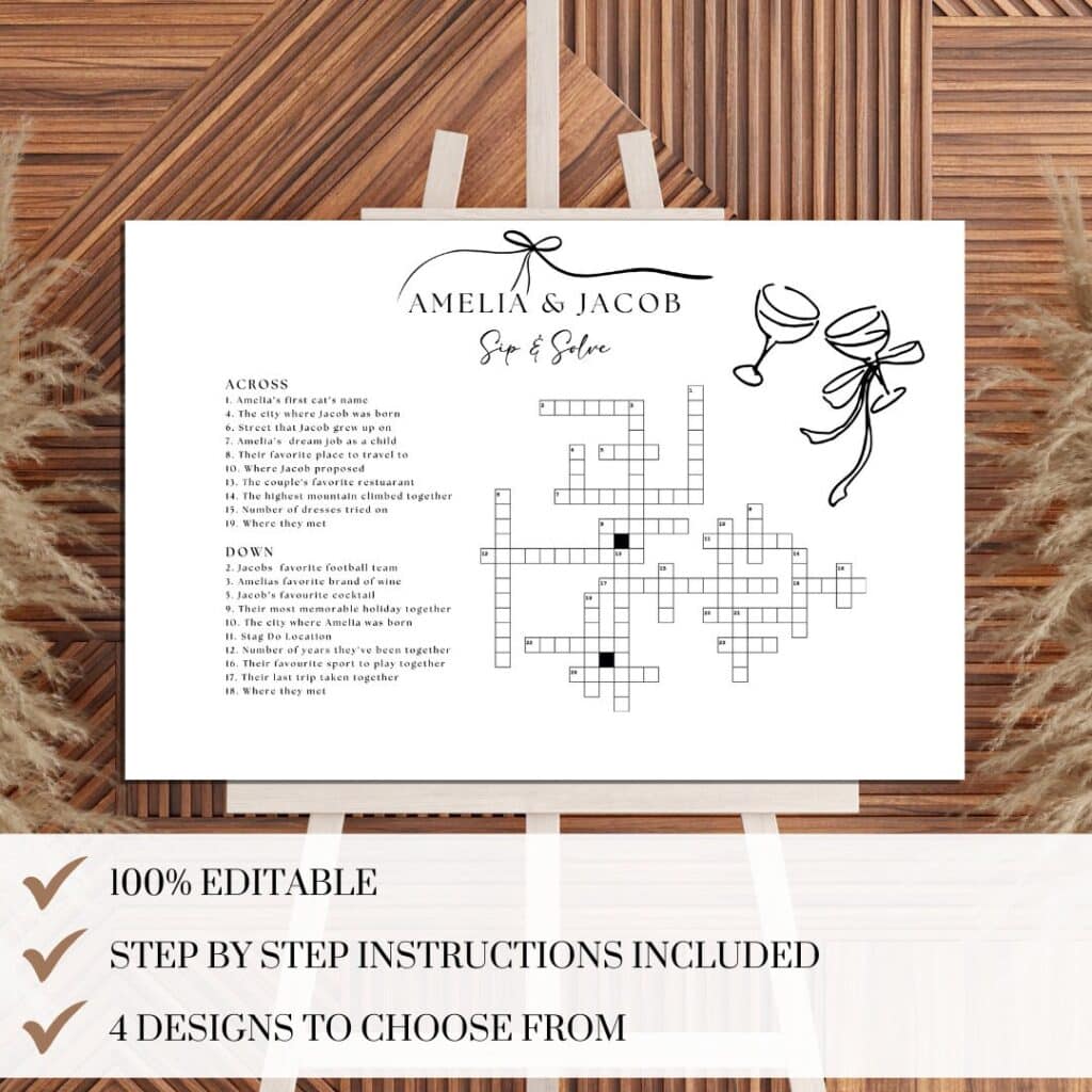Custom Crossword Puzzle Template (Digital Download) - Finds For Her