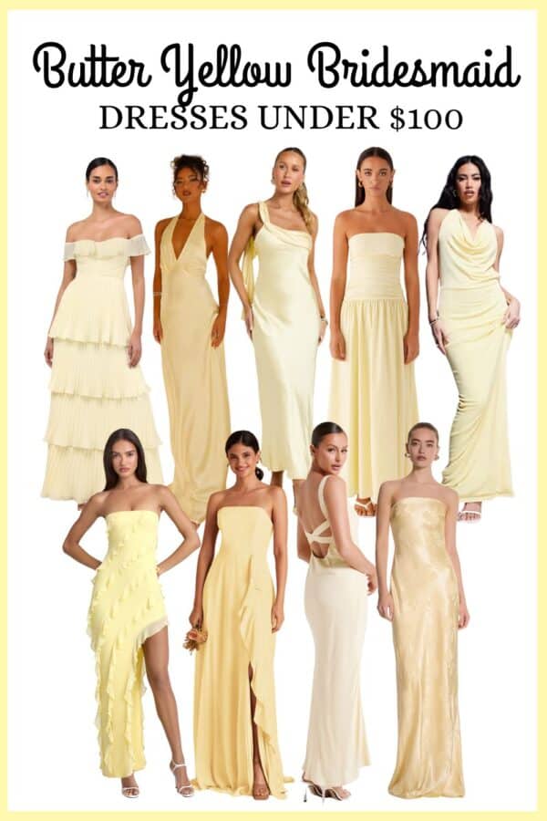 10 Stunning Butter Yellow Bridesmaid dresses under $100 - Finds For Her
